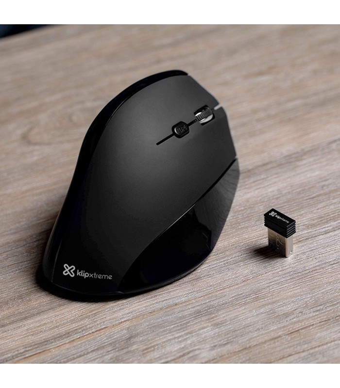 MOUSE KLIP XTREME KMW-390 INALÁMBRICO ERGONOMICO VERTICAL 2.4 GHZ NEGRO
