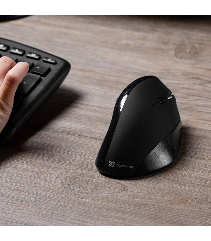 MOUSE KLIP XTREME KMW-390 INALÁMBRICO ERGONOMICO VERTICAL 2.4 GHZ NEGRO