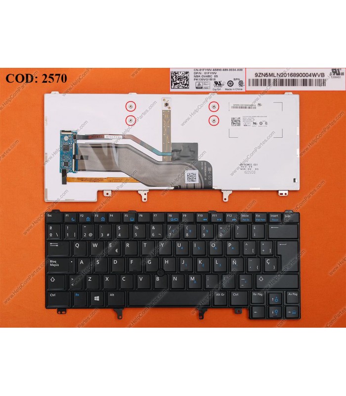 TECLADO DELL LATITUDE E6440 E6420 E5420 E6220 E6320 E6430 SERIES (POINT STICK+BACKLIT) WIN8 BK ...